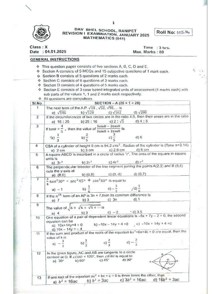 Maths Revision - 01 | PDF