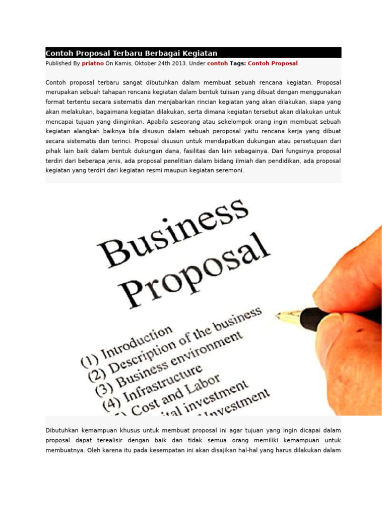 Contoh Proposal Terbaru Berbagai Kegiatan | PDF