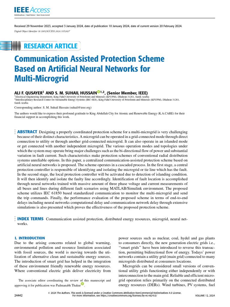 Communication Assisted Protection Scheme Based On Artificial Neural Networks For Multi-Microgrid ...