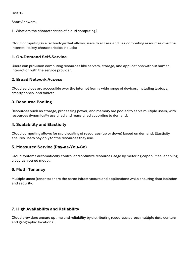 Important Question Cloud Computing | PDF | Cloud Computing | Channel Access Method