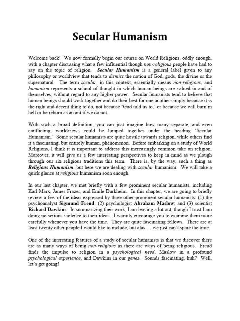 02 Secular Humanism | PDF | Humanism | Neurosis