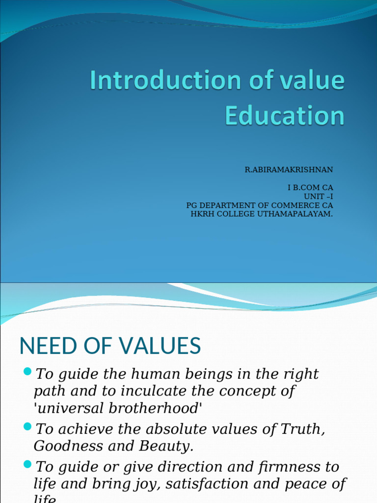Importance of Value Education | PDF | Philosophy Of Education | Reason
