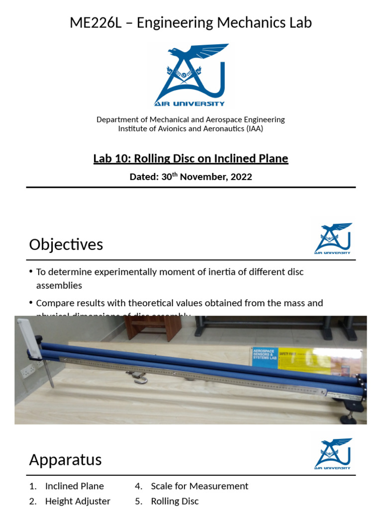 Rolling Disc Moment of Inertia Lab | PDF | Velocity | Mass