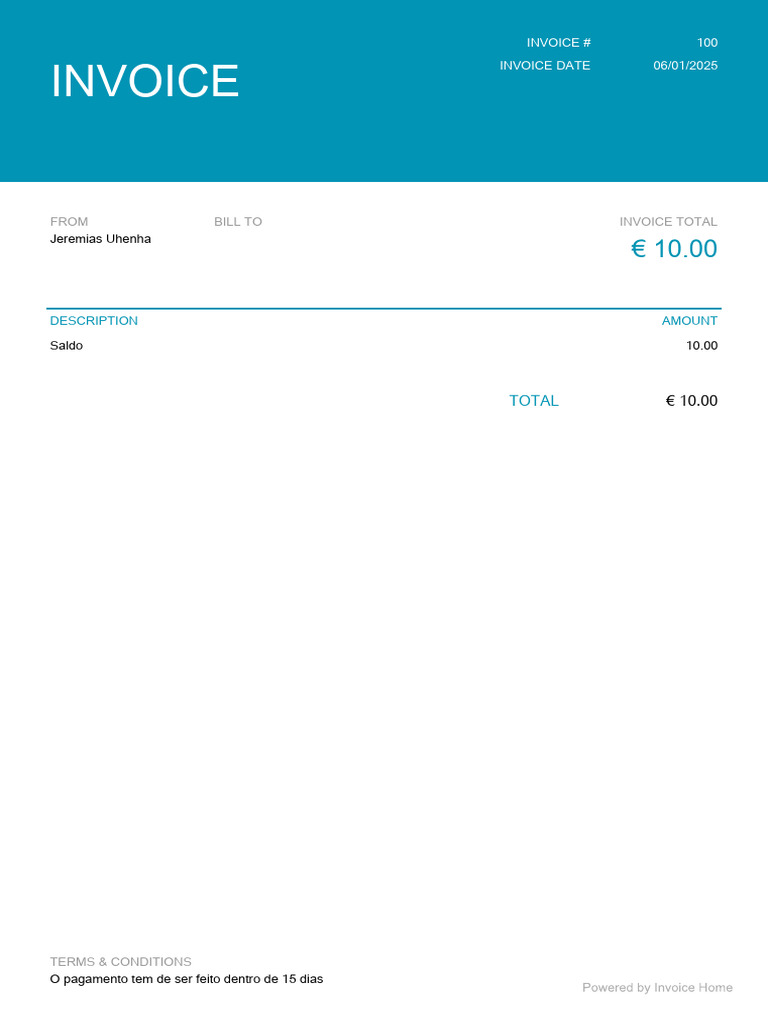 Invoice Total: €10.00 Due 06/16/2025 | PDF