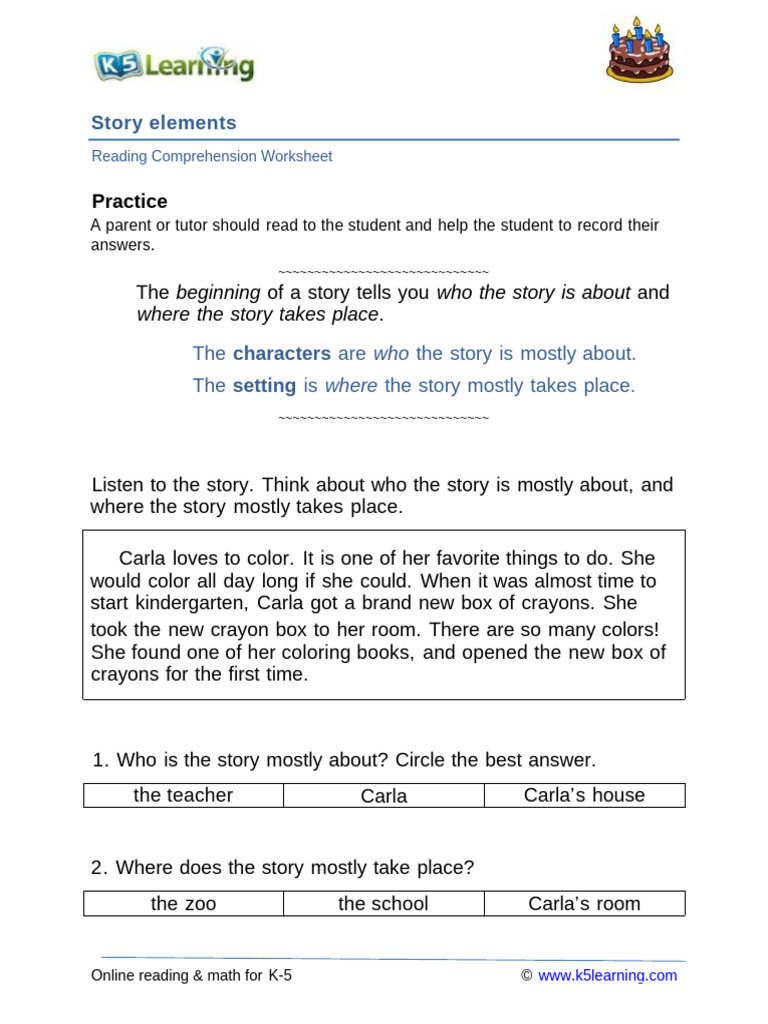Story Elements Reading Comprehension | PDF