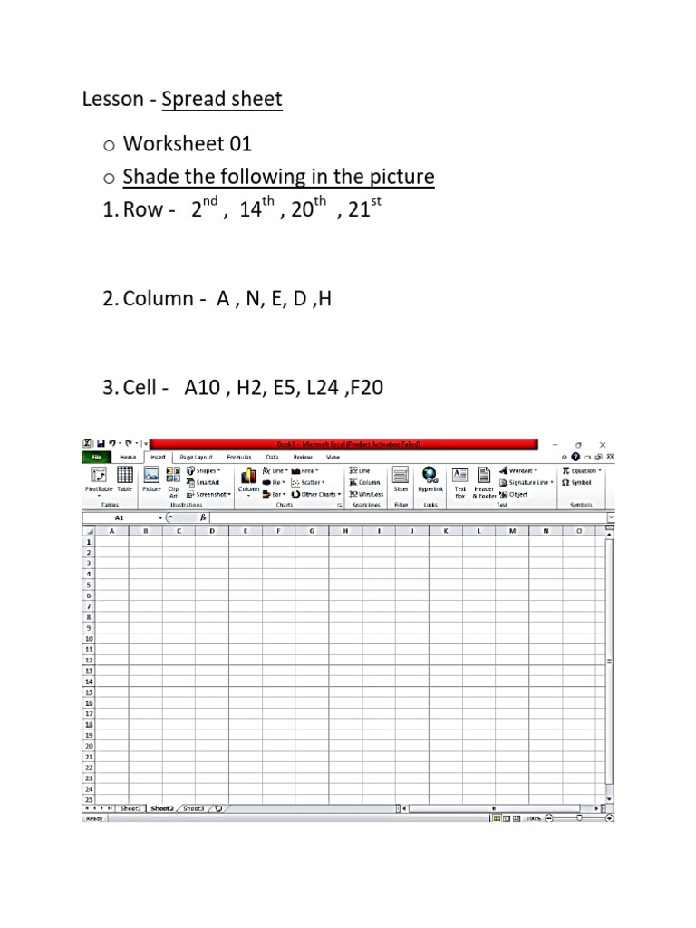 spredsheet work sheet | PDF
