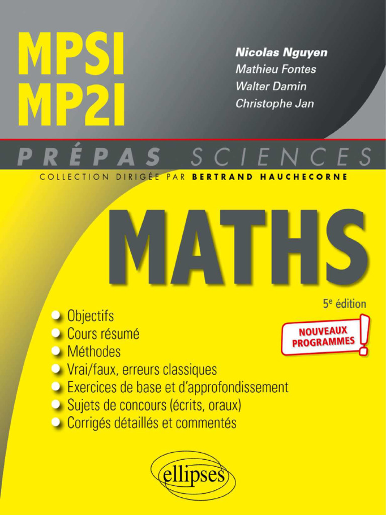 Ellipses Mpsi Prepas Maths 5ed Partie 1 PDF Free | PDF
