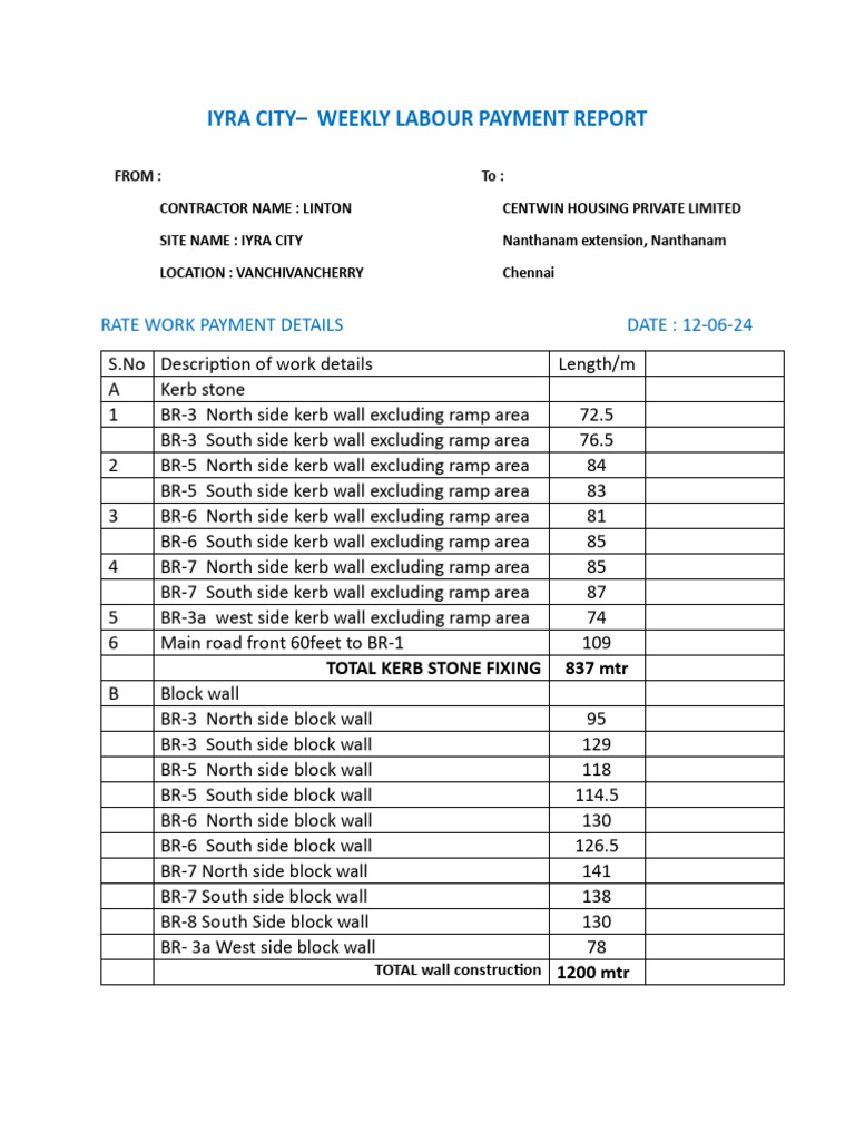 Linton Rate Work Details | PDF