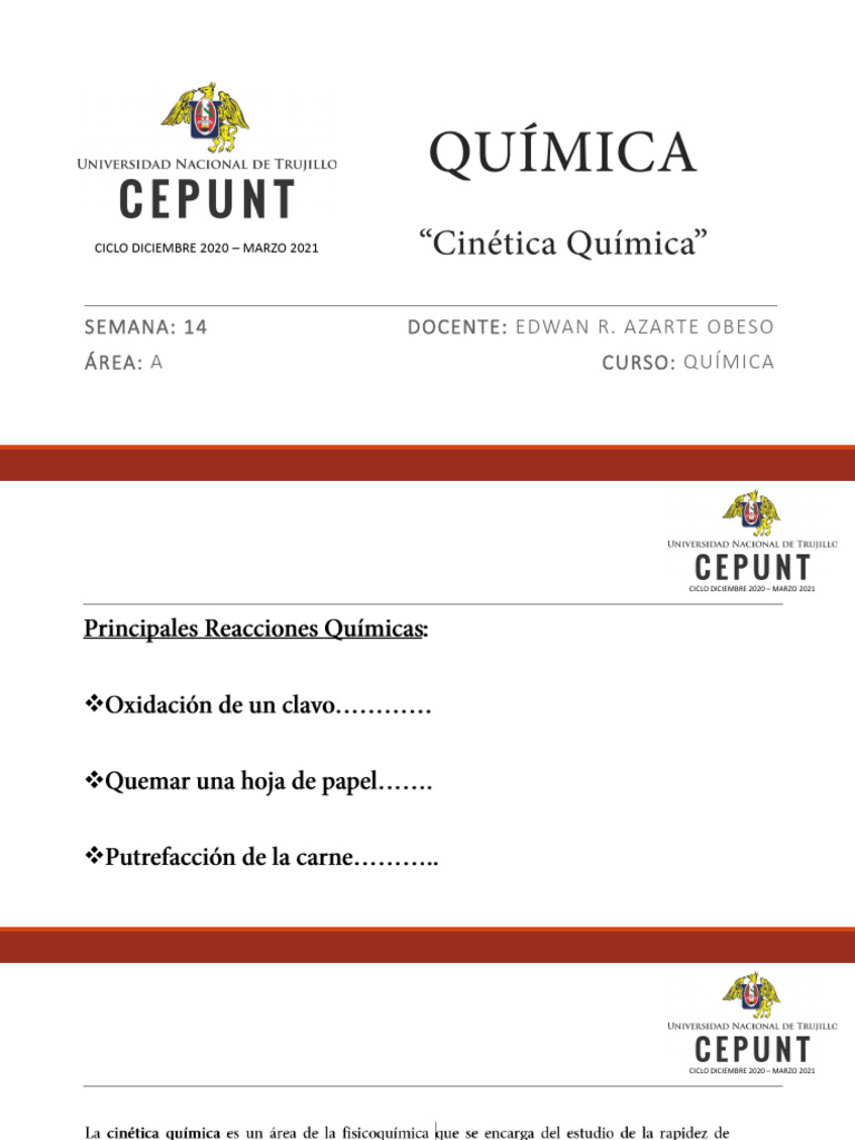 Sem 14A Cinética Química A162 | PDF