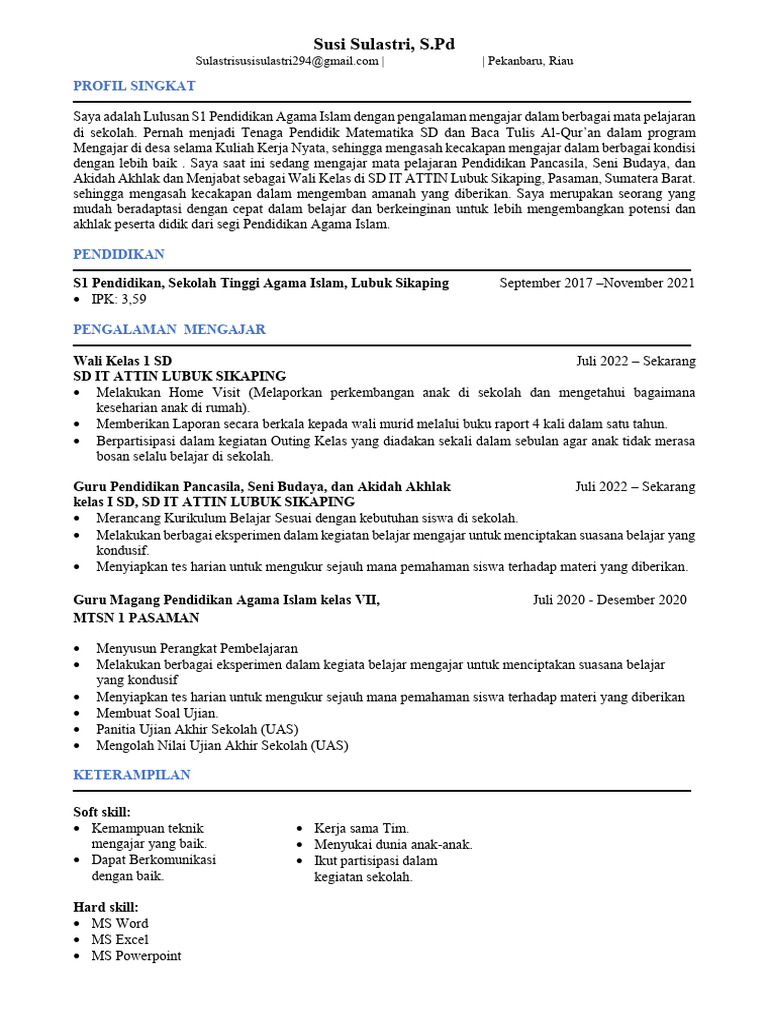 Cv Ats Susi Sulastri-1-1 | PDF