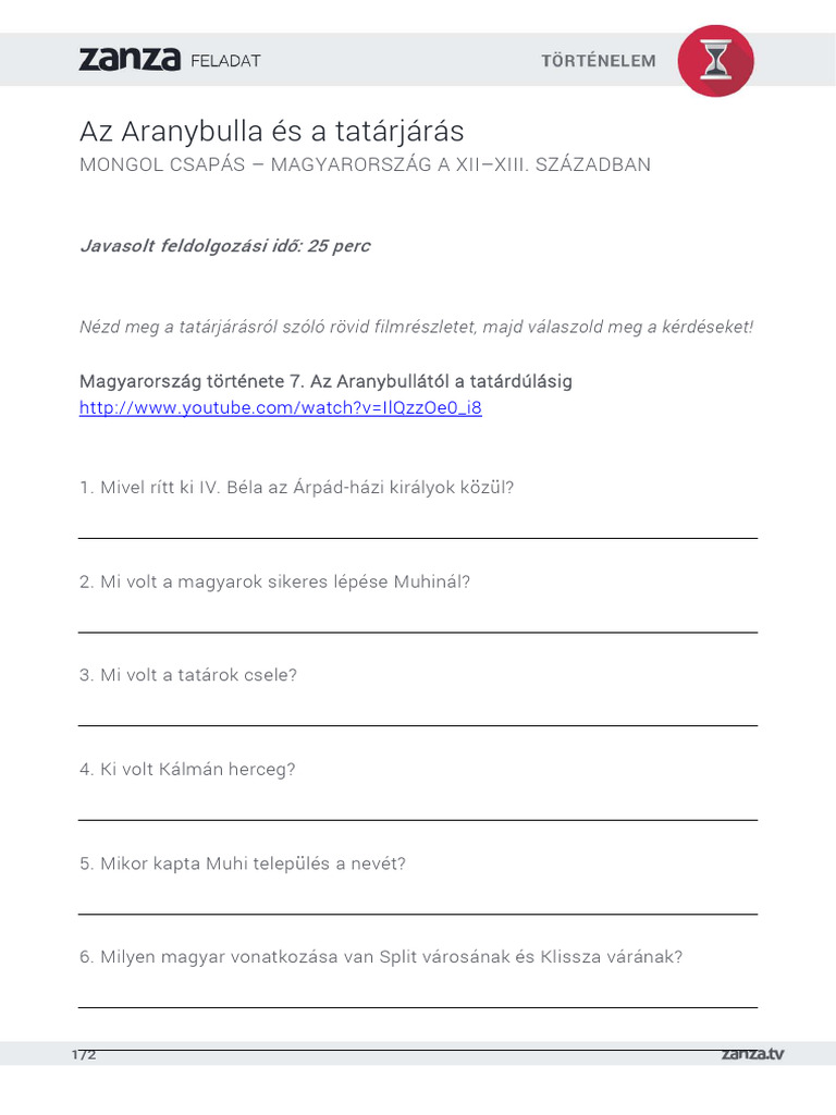 206 Tortenelem Feladatlap 1 | PDF