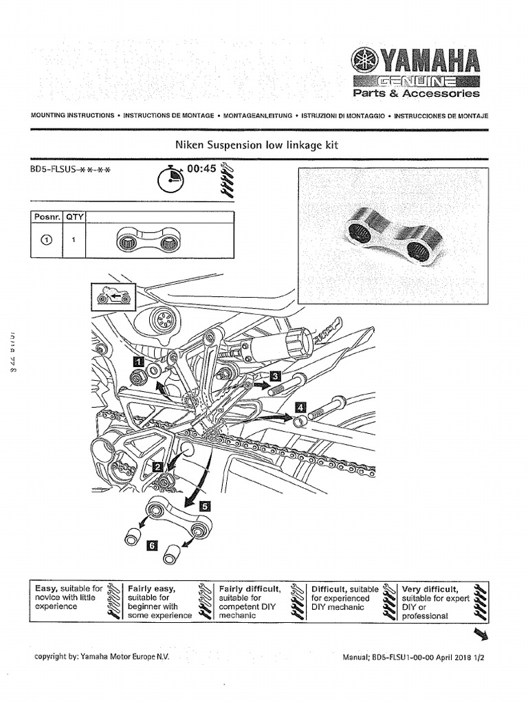 Yamaha Niken Low Suspension Manula | PDF