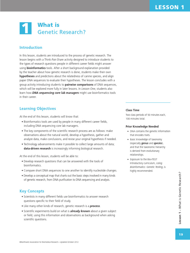 Introduction to Genetic Research Basics | PDF | Bioinformatics | Genetics