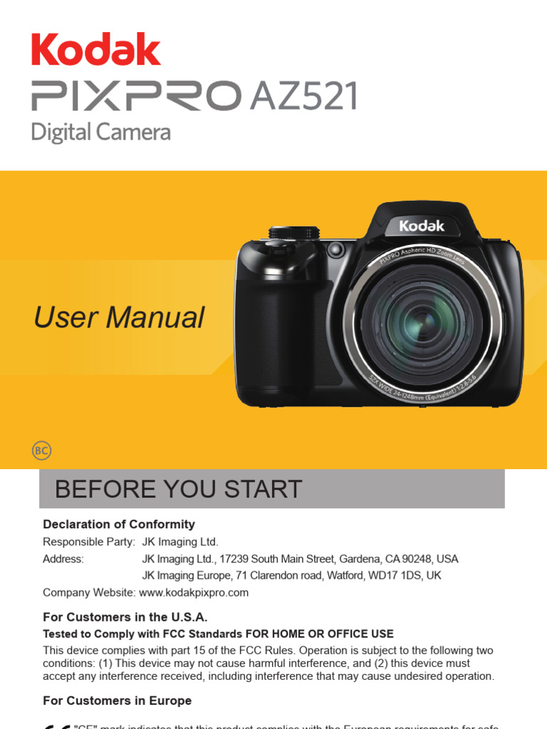 KODAK PIXPRO AZ521 - Manual - en | PDF | Shutter Speed | Exposure (Photography)