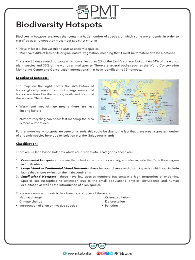 Biodiversity Hotspots | PDF | Biodiversity | Conservation Biology