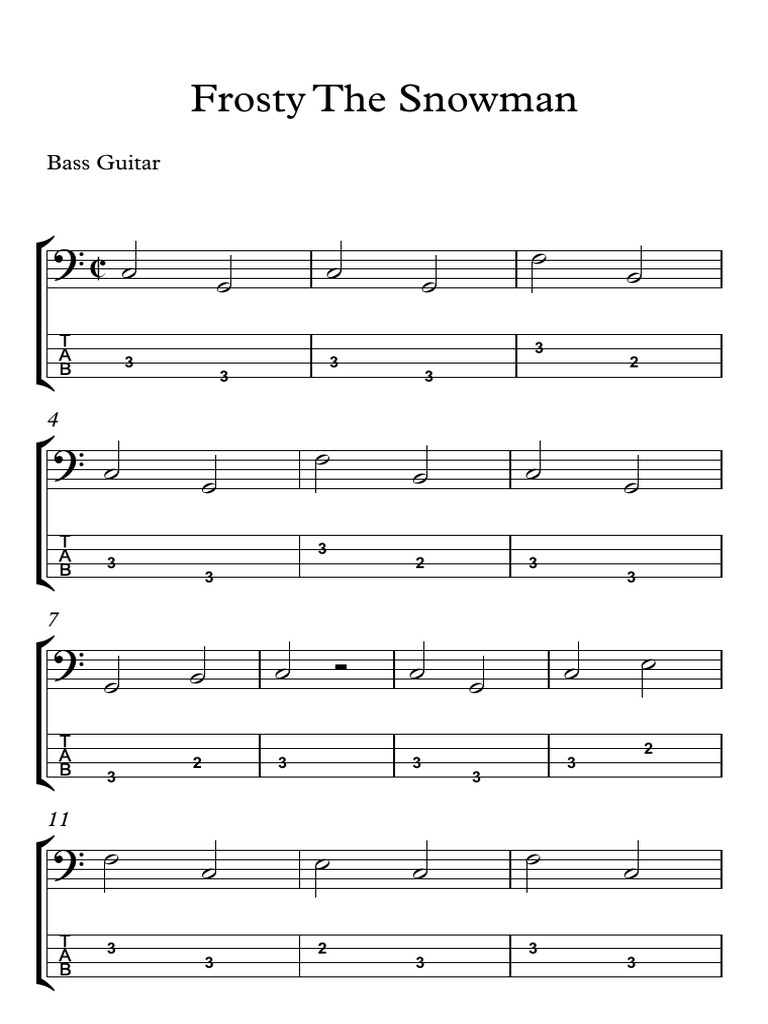 Frosty The Snowman - Bass - Full Score | PDF
