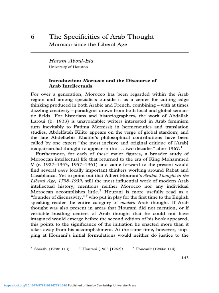 The Specificities of Arab Thought | PDF | Morocco | Wahhabism