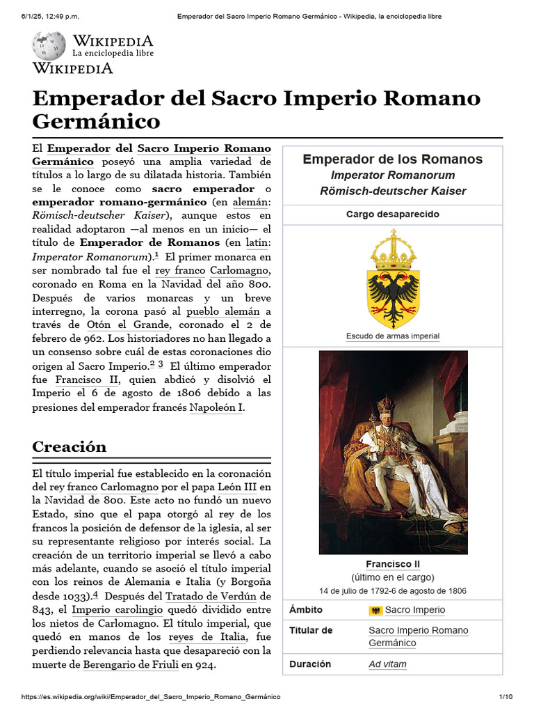 Emperador Del Sacro Imperio Romano Germánico | PDF | Santo Emperador ...