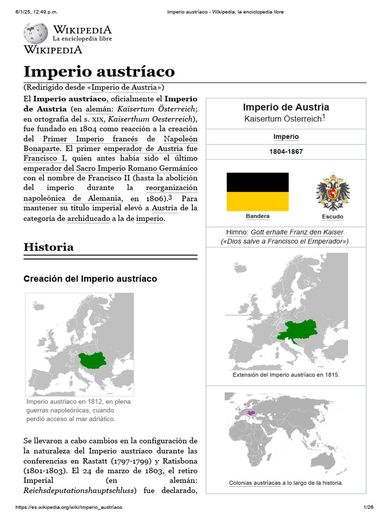 Imperio Austríaco | PDF | Austria Hungría | Monarquía de los Habsburgo