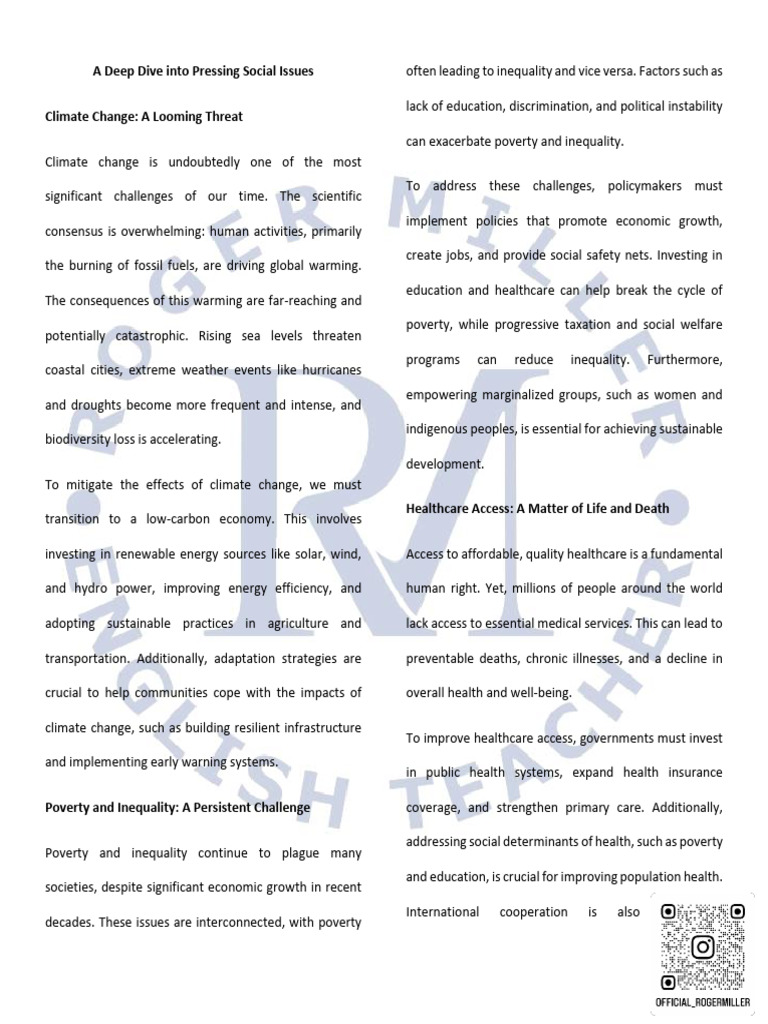 Addressing Key Social Issues Today | PDF | Climate Change | Mental Health