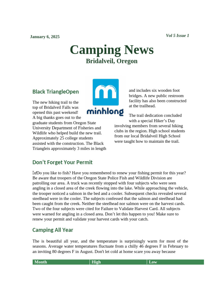 Camping | PDF | Trail | Rainbow Trout