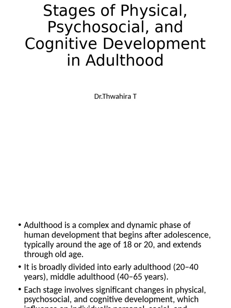 Stages of Adulthood | PDF | Adolescence | Cognitive Development