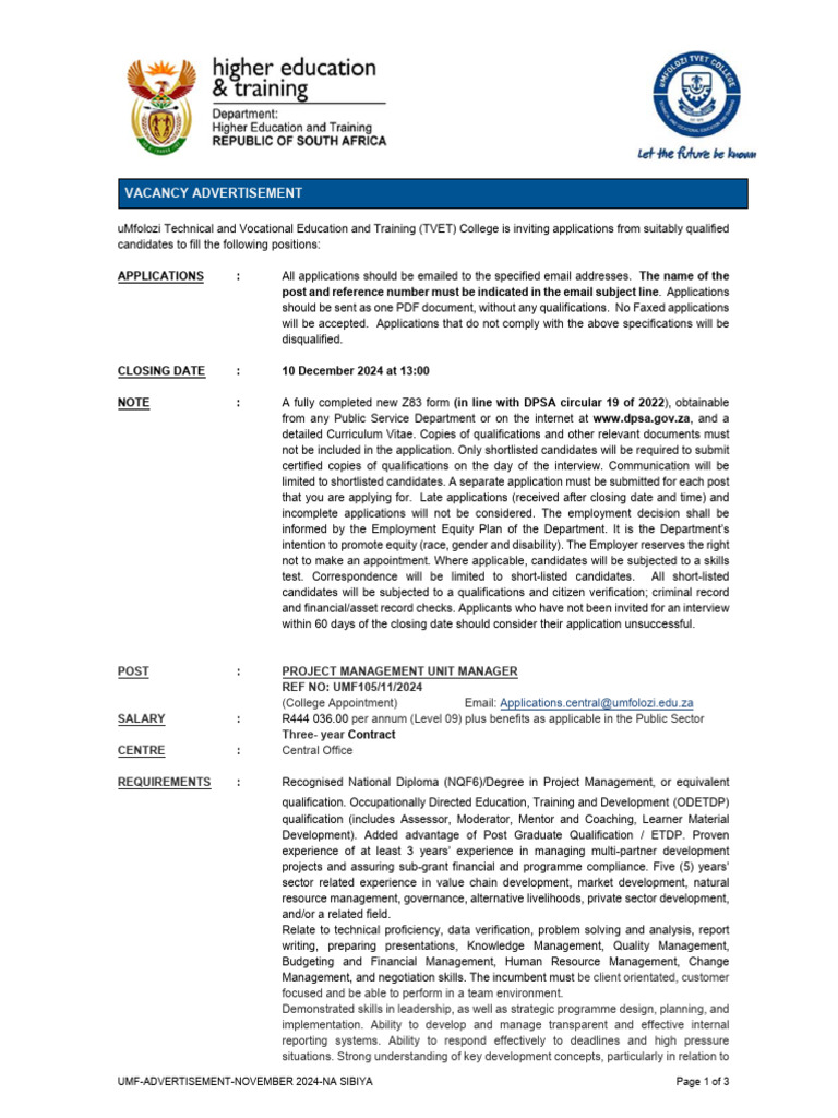 PMU, Senior Facilities Officer & Security Officer | PDF | Securities ...