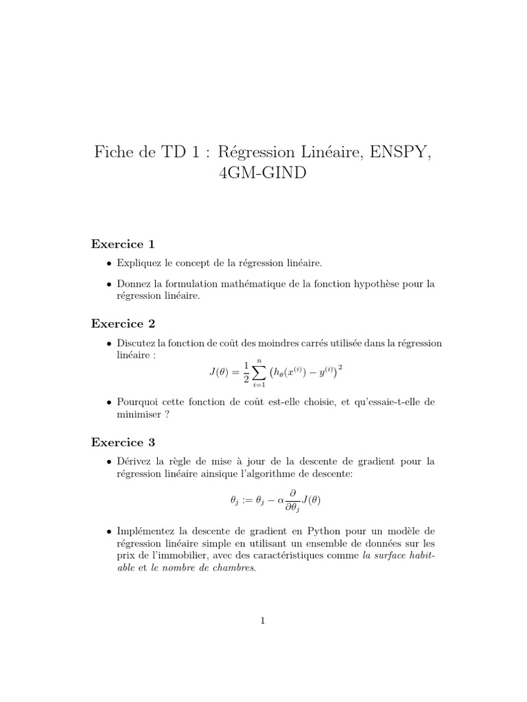Exercice de Régression Linéaire en Python | PDF | Régression linéaire ...