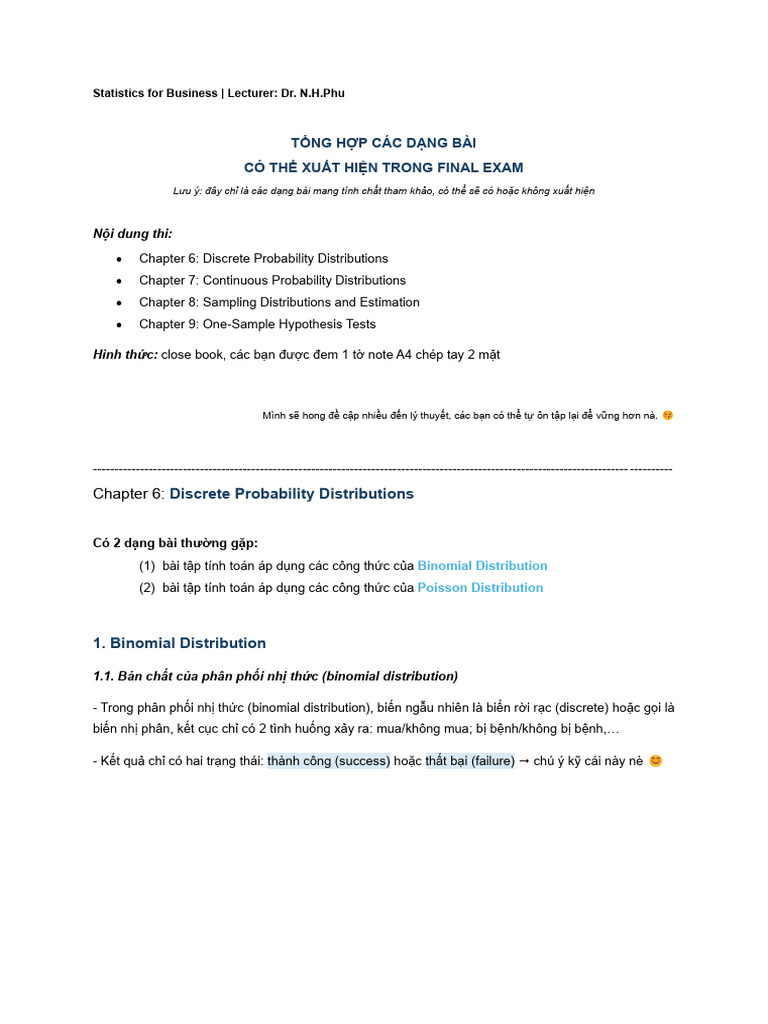 Stat Final Exam Exercises Note | PDF