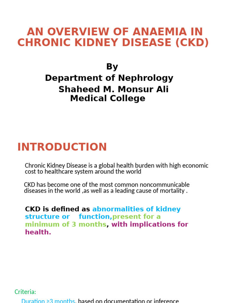 Anaemia in Ckd Final | PDF | Chronic Kidney Disease | Anemia