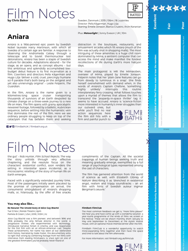 Aniara Film Notes | PDF