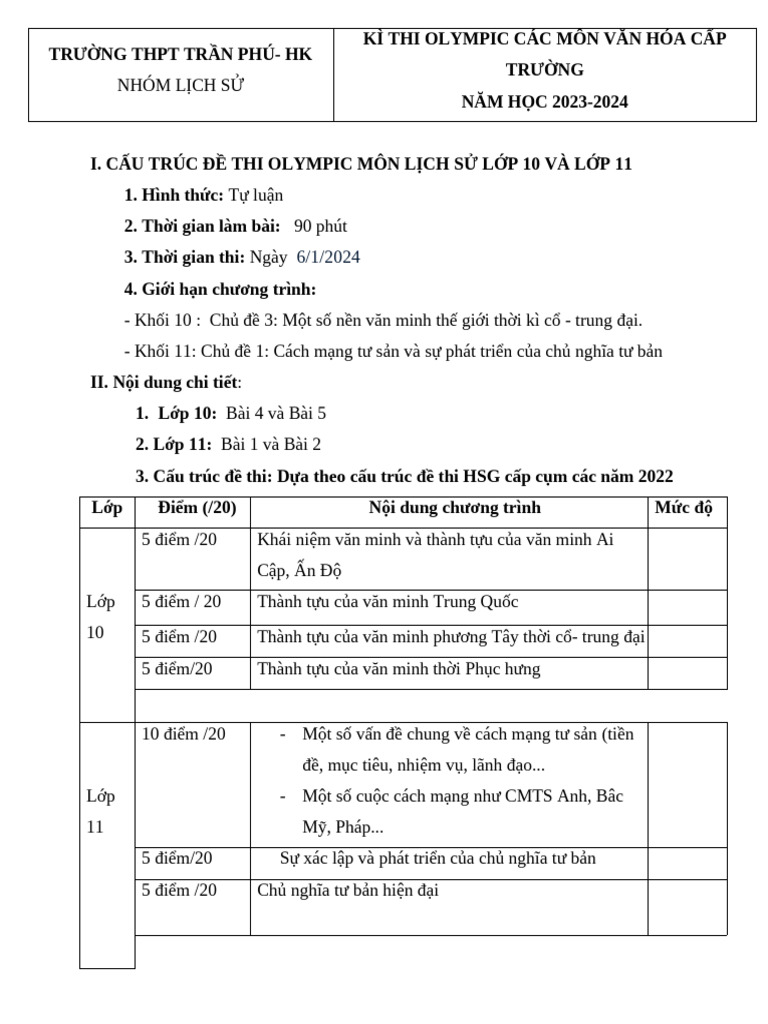 Ls Ma Tran de Thi HSG Cap Truong 2023 2024 - 512202311 | PDF