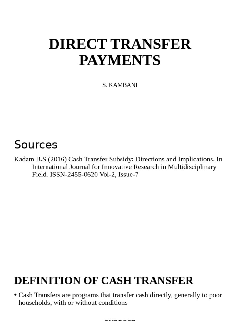Direct Payment Transfers | PDF | Poverty | Poverty & Homelessness