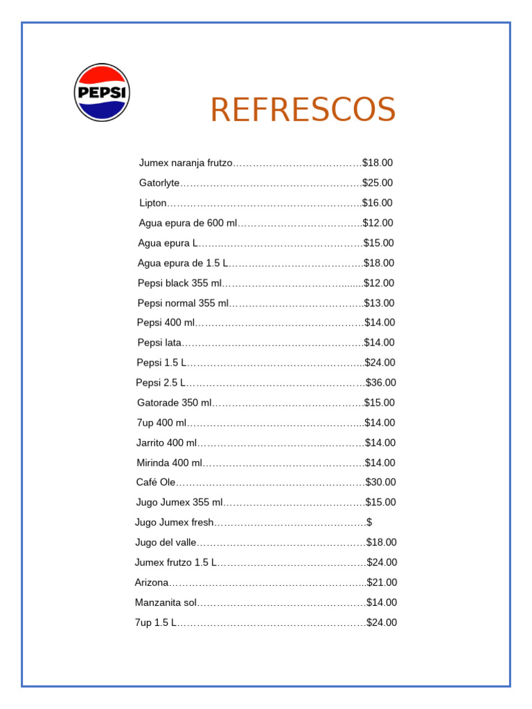Lista de Refrescos Abba | PDF