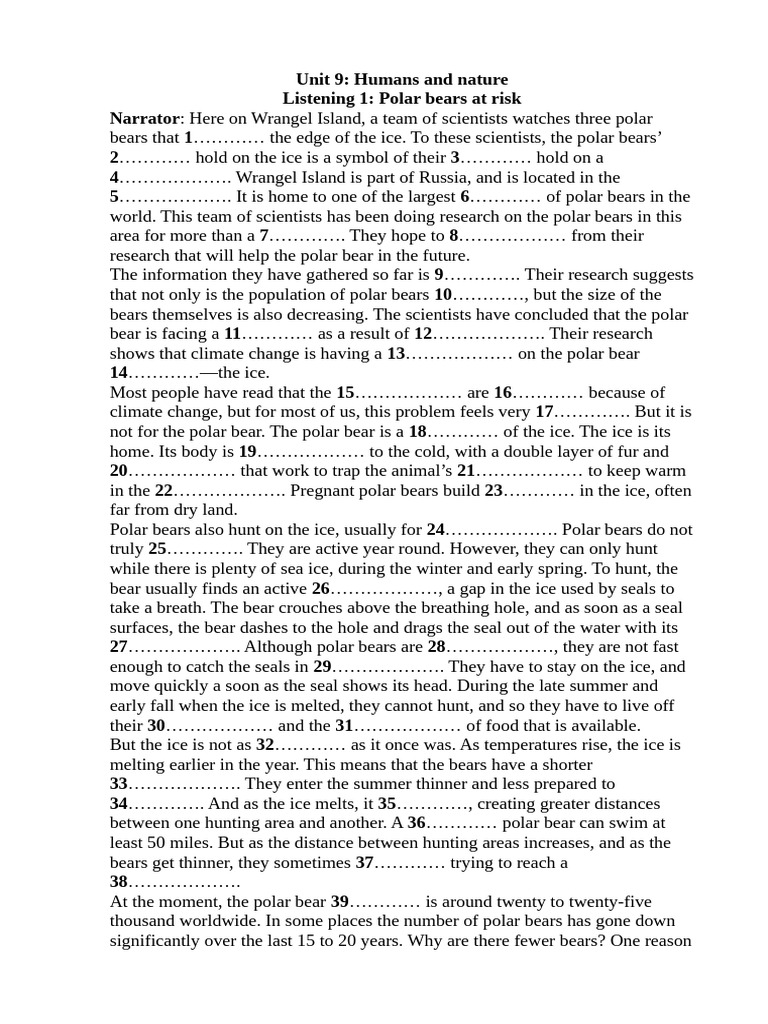 Unit 9 lis 1 | PDF | Pinniped | Polar Bear