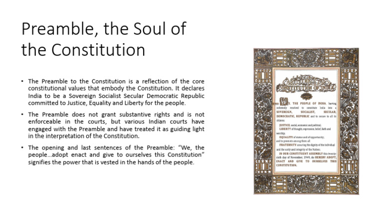 Preamble The Soul of The Constitution 26.11.2020 | PDF
