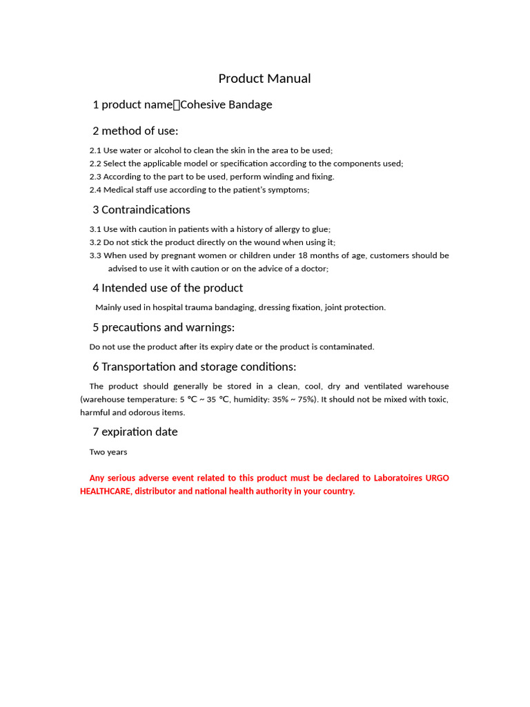 Product Manual-Cohesive Bandage | PDF
