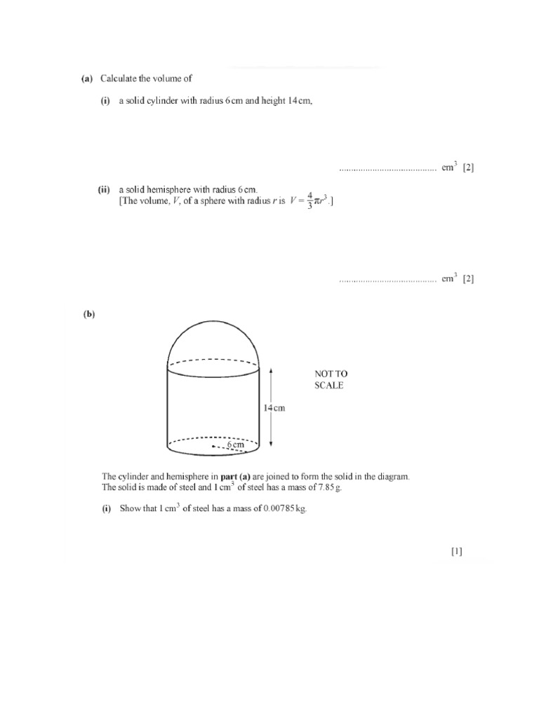 Volume and Area IGCSE Mathematics 0580 | PDF