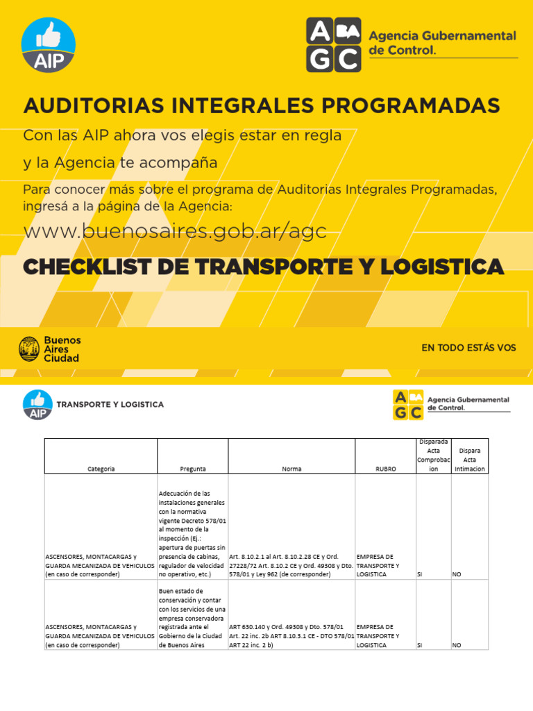 Checklist de Transporte y Logistica | PDF | Ascensor | Bienes ...