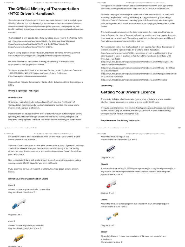 The Official Ministry of Transportation (MTO) Driver's Handbook ...