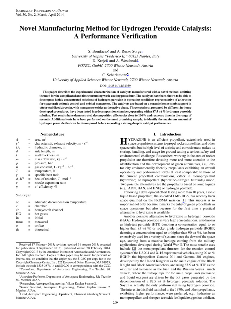 Novel Manufacturing Method For Hydrogen Peroxide Catalysts | PDF ...