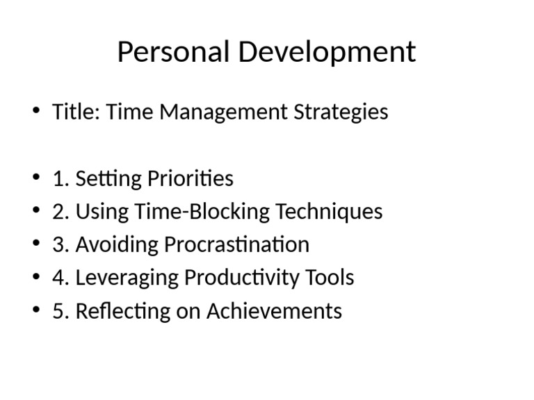Personal Development Presentation | PDF