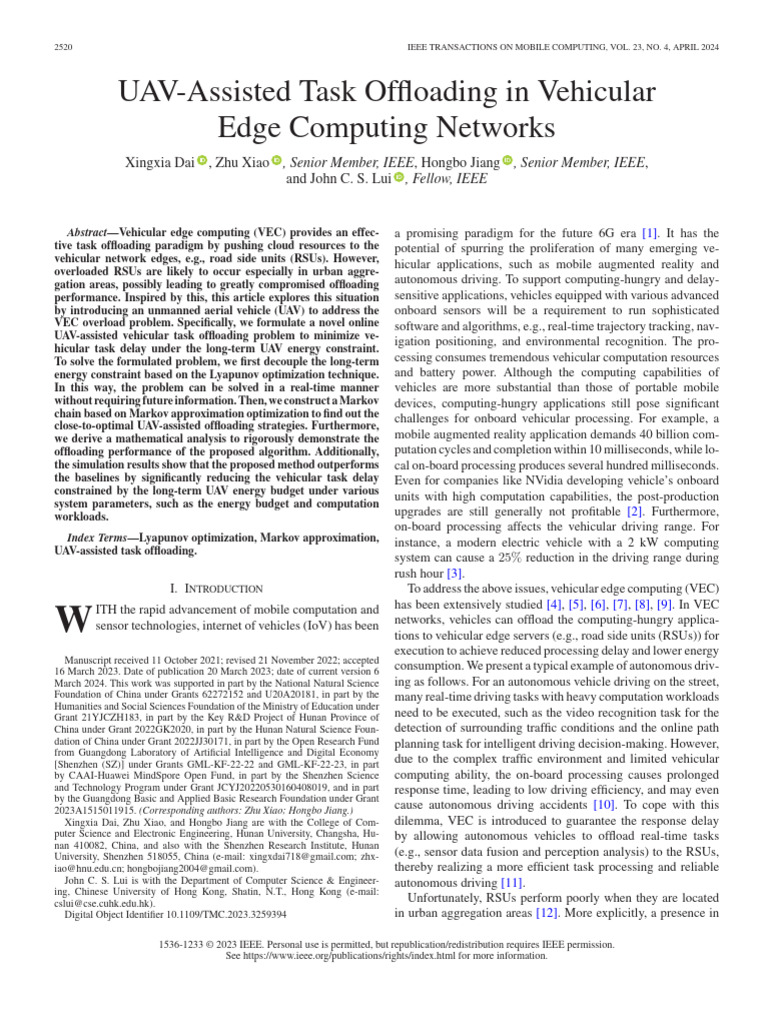 UAV-Assisted Task Offloading in Vehicular Edge Computing Networks | PDF ...