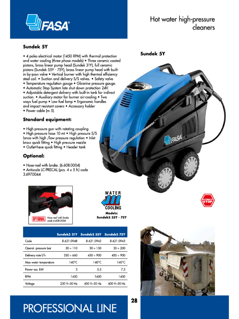 Hot Water High Pressure Cleaners Fasa Sundek 5y | PDF