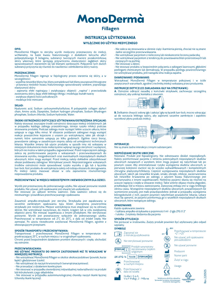 Monoderma Fillagen Instrukcja Uzytkowania 1 | PDF