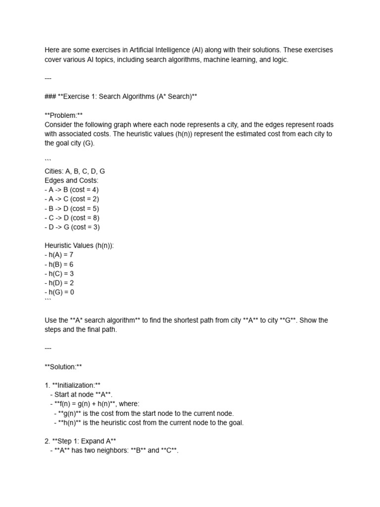 AI Exercises & Solutions | PDF | Algorithms And Data Structures | Algorithms