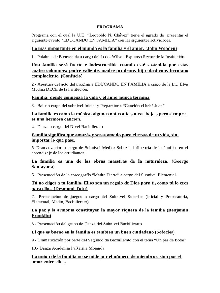 Programa Educando en Familia | PDF