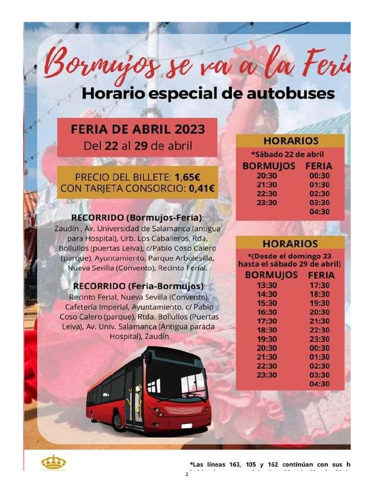Horarios Autobuses Feria 2023 | PDF