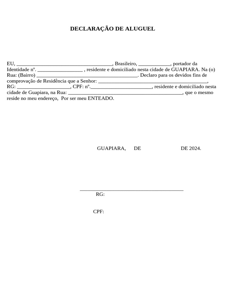 Declaração de Aluguel 2 - 005 | PDF