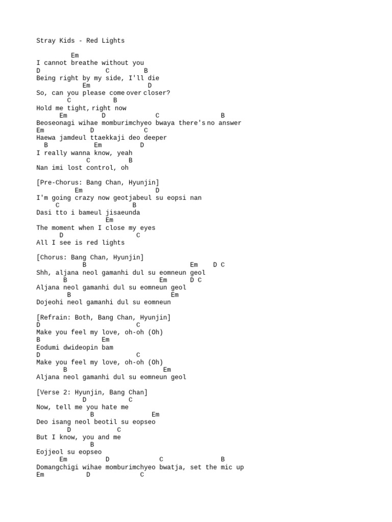 Stray Kids - Red Lights Lyrics | PDF | Songs | Popular Music